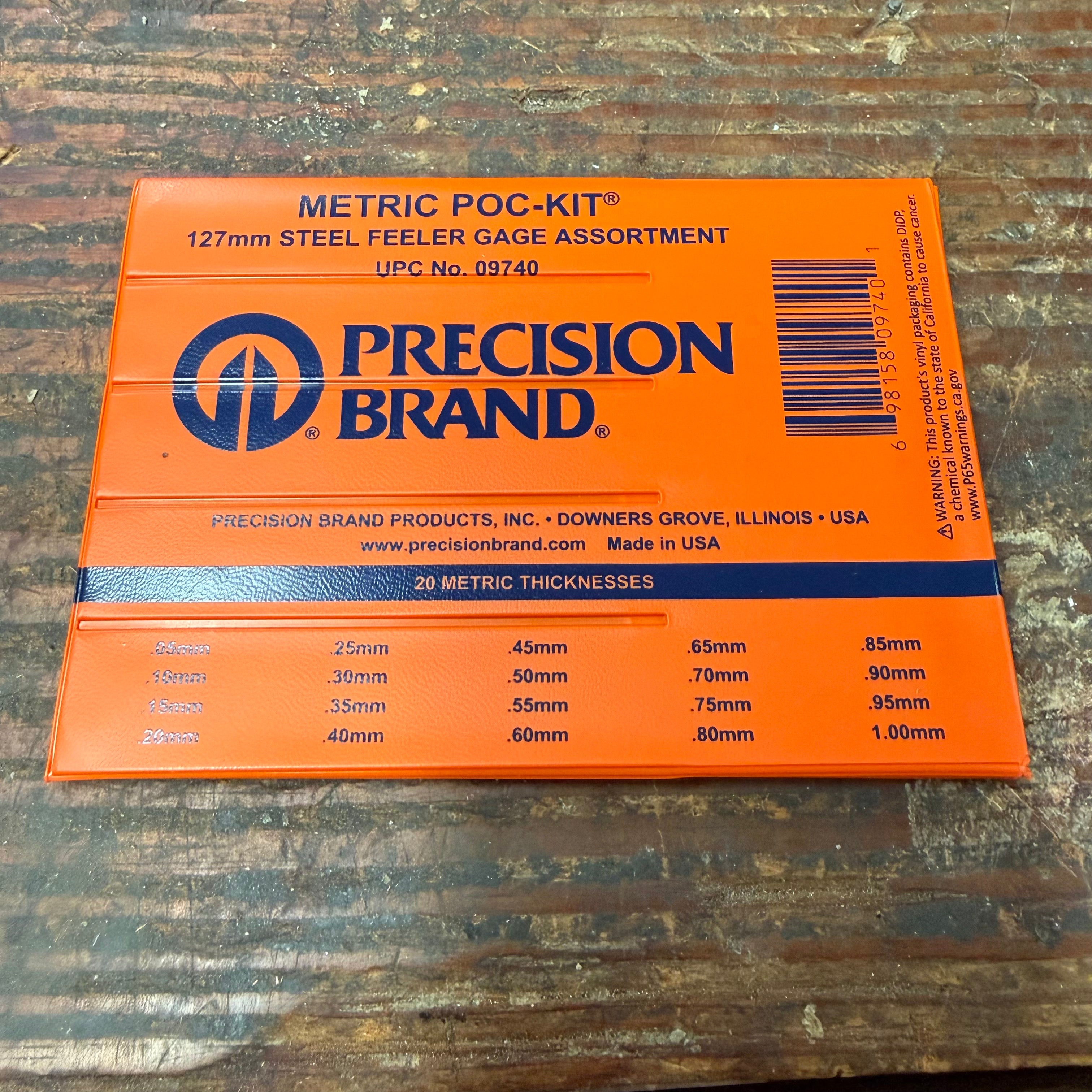 Precision Brand Steel 20 Piece Metric Feeler Gage Poc-Kit Asst 12.7mm ...