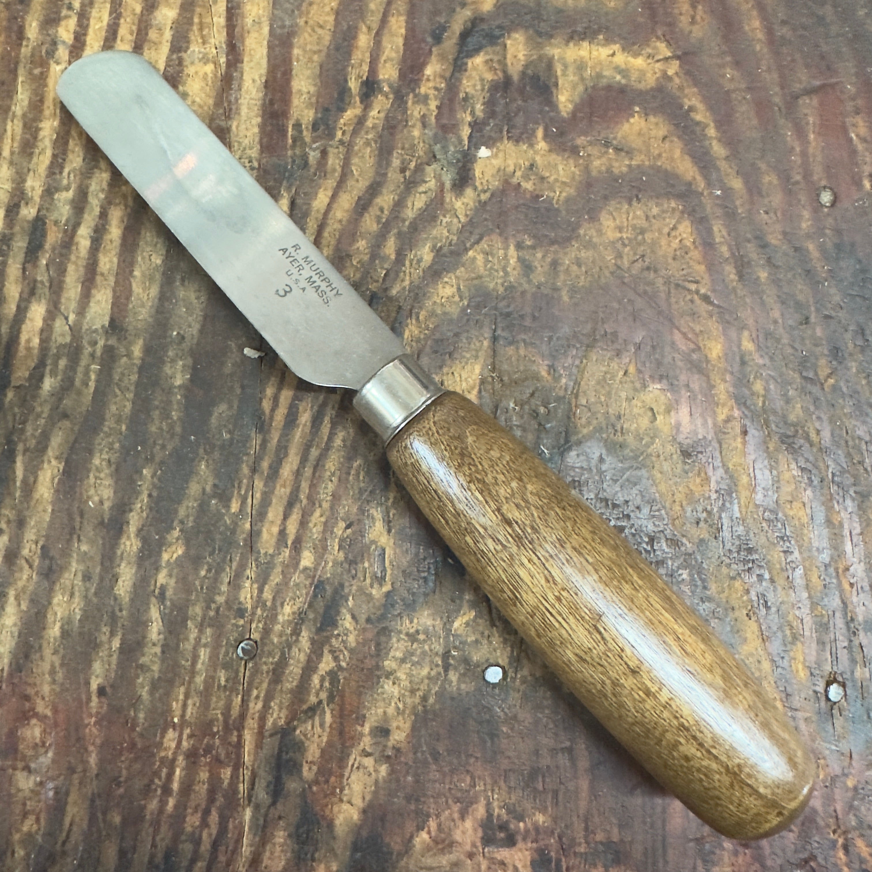 R. Murphy #3 Round Point "Blemished" Shoe Knife 3-1/2" Blade w/ Brown ...
