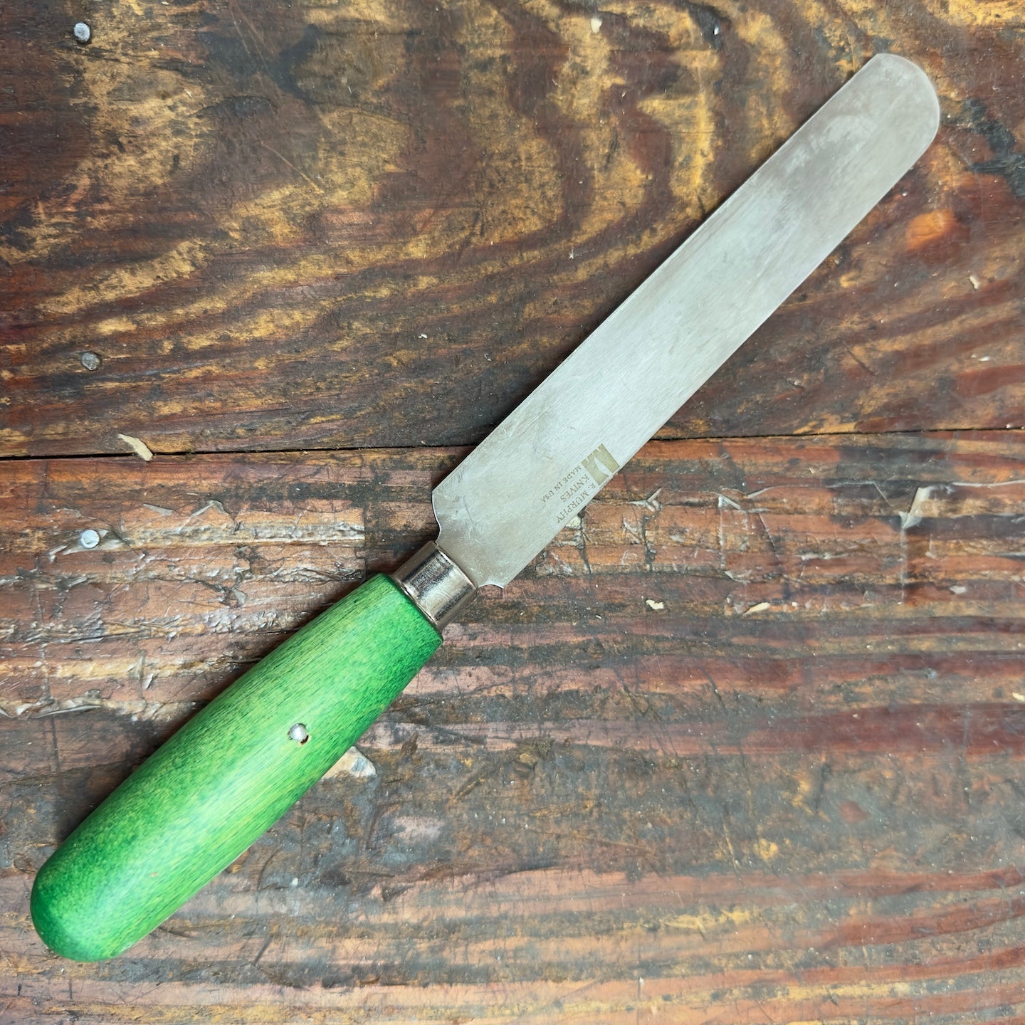 R. Murphy #6 Round Point "Blemished" Skiving Knife 6” w/ Green Handle ...