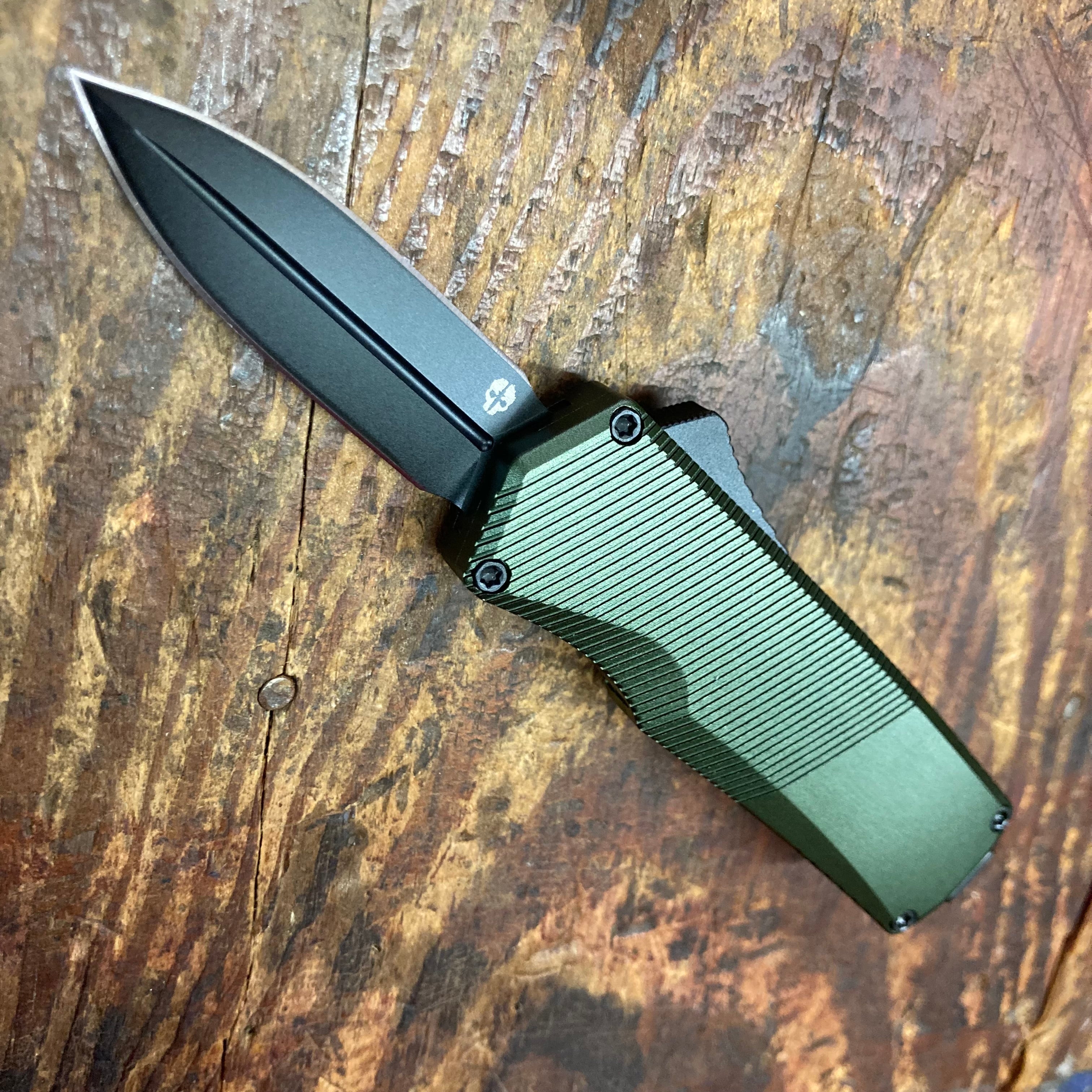 Tekto Knives A5 Spry Mini OTF Dagger Point OD Green (A5ST6ODS35BK3A1 ...