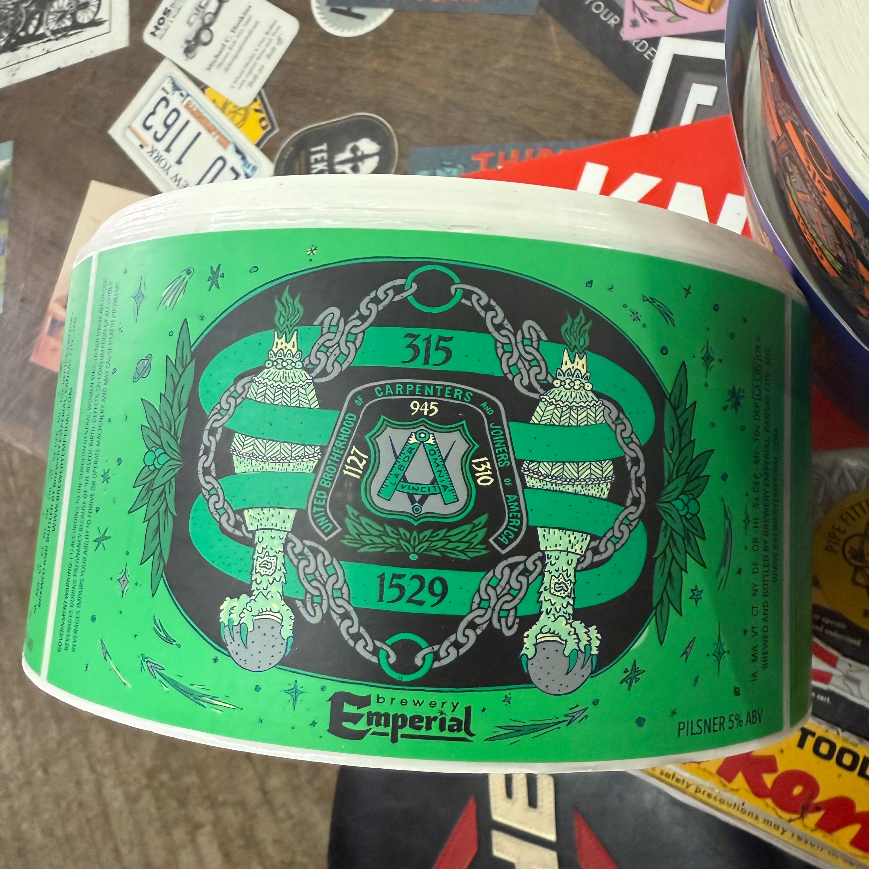 Millwright Carpenter Beer Label (Green) – Harry J. Epstein Co.