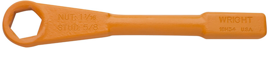 2-3/8" SAFETY ORANGE Straight Handle Striking Face Box Wrench 6 Pt. He ...