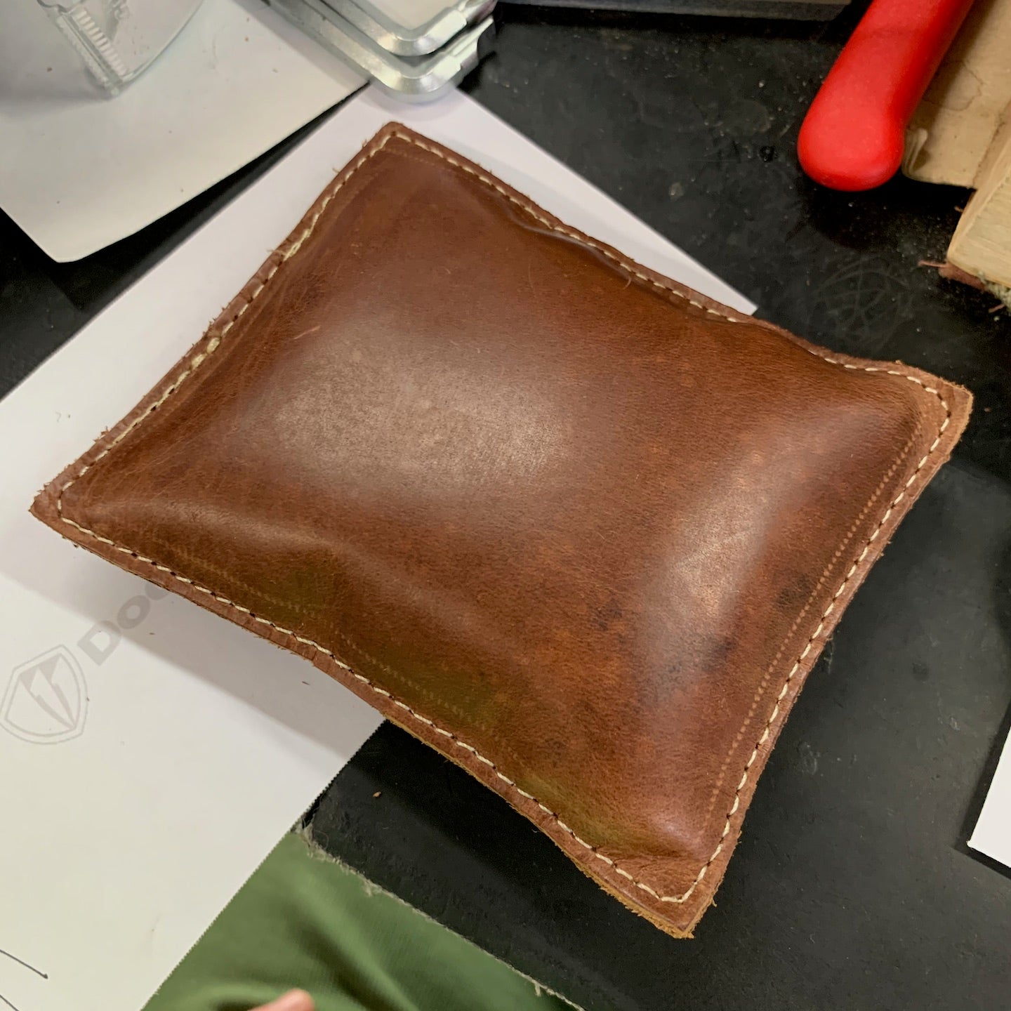 4 1/2" x 3 3/4" Rectangular Shot Filled Leather (Map) Paperweight ...