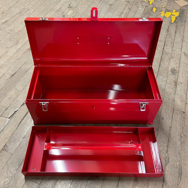 Valley Red Metal Tool Box w/ Handle and Tray 22 1/2" x 8 1/2" x 9" (VR ...